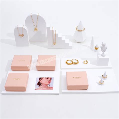 Custom Recyclable Pink Cardboard Paper Ring Necklace Bracelet Earring