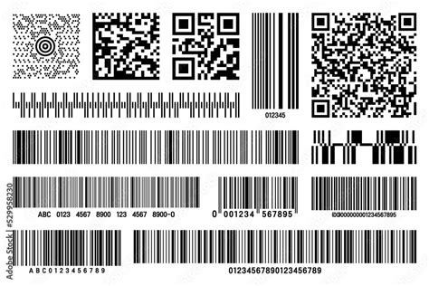 Set Of Product Barcodes And QR Codes Identification Tracking Code Serial Number Product ID