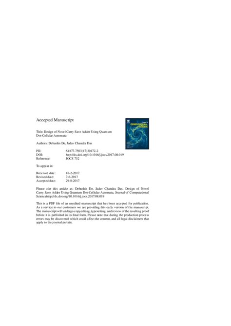 Pdf Design Of Novel Carry Save Adder Using Quantum Dot Cellular Automata