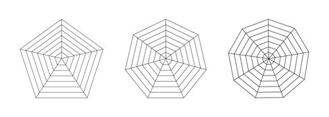 Radar Spider Diagram Templates Spider Mesh Set Of Polygon Graphs Diagrams For Statistic