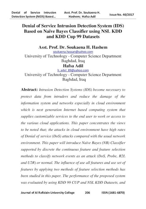 pdf denial of service intrusion detection system ids based on