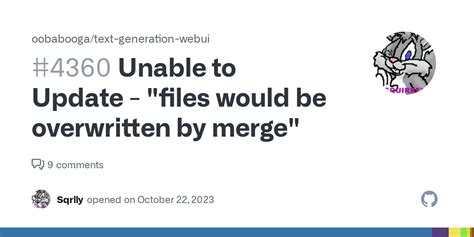 Unable To Update Files Would Be Overwritten By Merge · Issue 4360 · Oobaboogatext