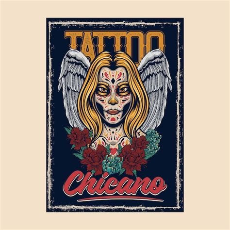 Illustration Vectorielle Dune Fille Tatouée Avec Des Ailes Et Des