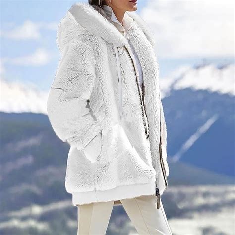 Sksloeg Womens Fuzzy Fleece Jacket Hooded Color Block Patchwork Cardigan Coats Outerwear With