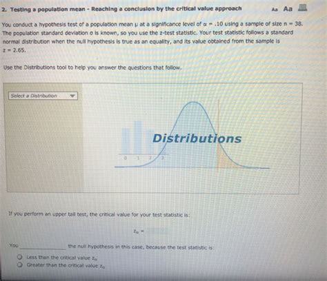 Solved 2 Testing A Population Mean Reaching A Conclusion