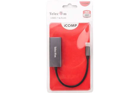 Кабель переходник Telecom Usb 3 1 Type C Rj 45 1000mbps Ethernet Aluminum Shell 0 15м
