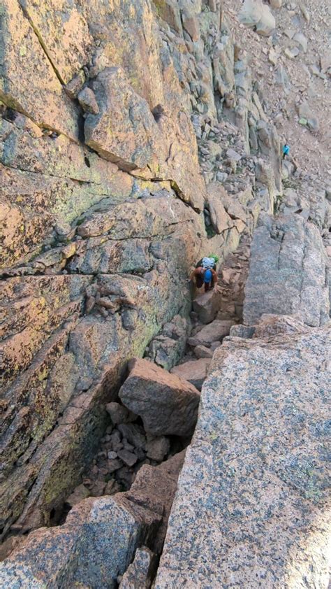 The Gully Chute Approach To The Shelf At The Base Of P1