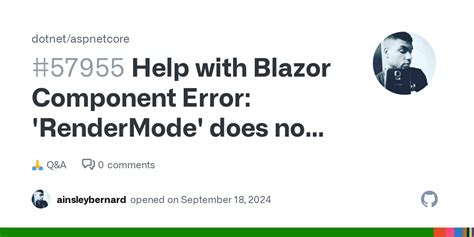 help with blazor component error rendermode does not contain a definition for