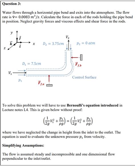 Solved Question Water Flows Through A Horizontal Pipe Bend Chegg Com