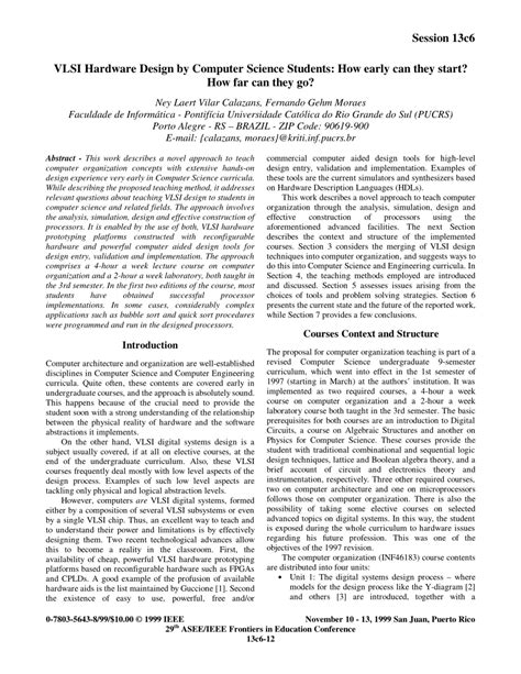 Pdf Vlsi Hardware Design By Computer Science Students How Early Can