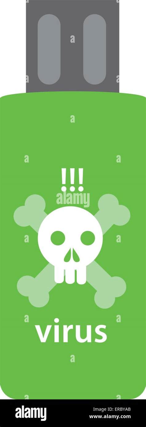 Vector Illustration Of An Infected Usb Flash Drive Virus Icon On A Usb