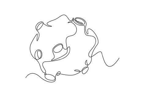 Premium Vector Continuous One Line Drawing Meteor Outer Space Concept Single Line Draw Design