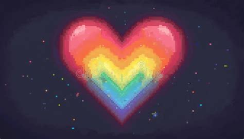 Rainbow Heart In Pixel Art Style Stock Illustration Illustration Of