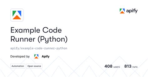 Issues · Example Code Runner Python · Apify