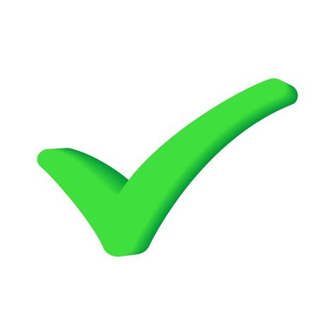 Correcto Garrapata Verde 3d Firmar Aislado Vector Ilustración 26309101