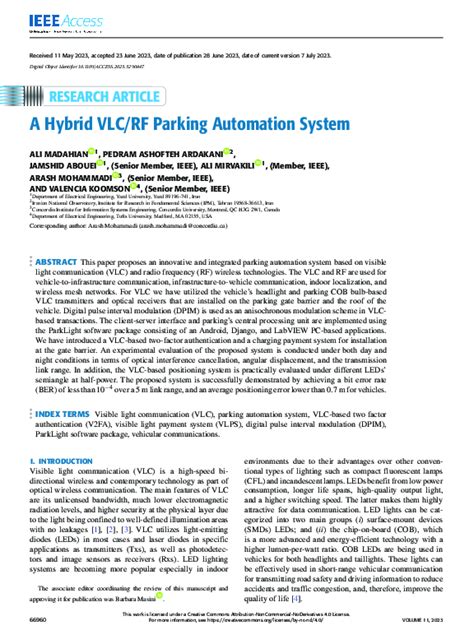 Pdf A Hybrid Vlcrf Parking Automation System