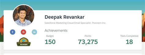 Deepak Revankar On Linkedin Trailhead Ranger Salesforce