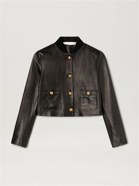 Buttons Leather Jacket In Black Palm Angels® Official