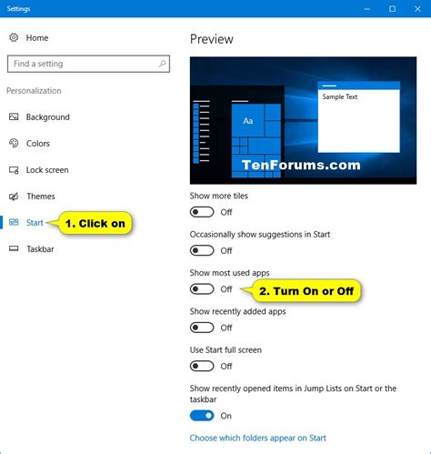 Add Or Remove Most Used Apps From Start Menu In Windows 10 Tutorials