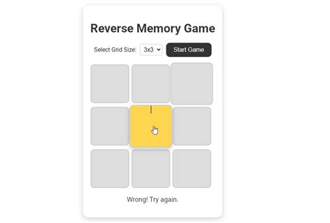Reverse Memory Game Using Html And Css In Vanillajs With Source Code