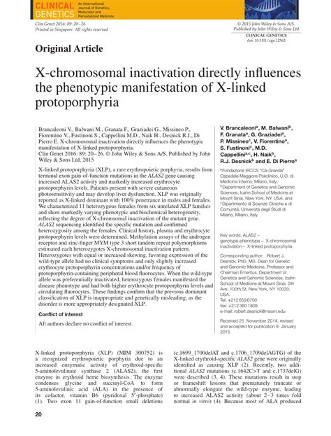 Pdf X Chromosomal Inactivation Directly Influences The Phenotypic