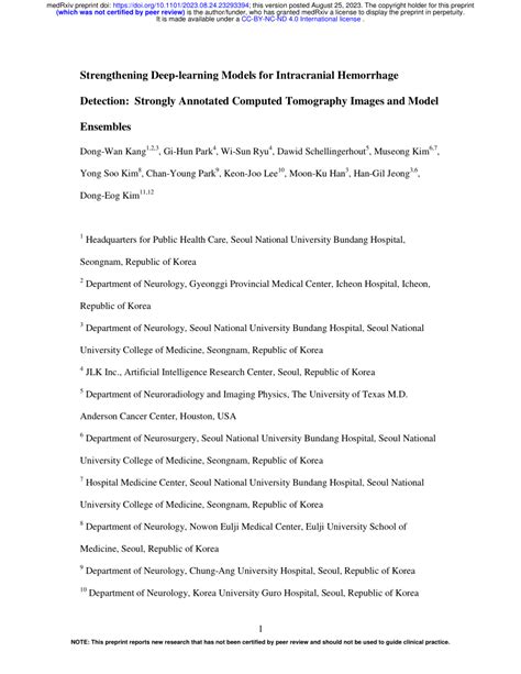 PDF Strengthening Deep Learning Models For Intracranial Hemorrhage Detection Strongly
