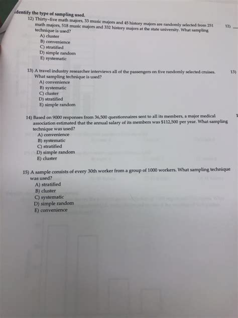 Solved Identify The Type Of Sampling Used Chegg Com