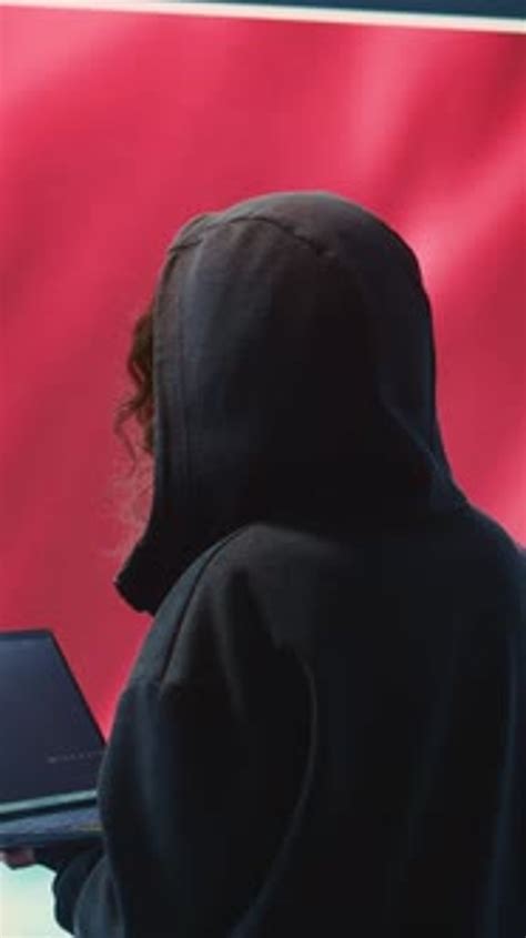 Vertical Video Chinese Hacker Working In Governmental Hacking Room With Chinese Flag Technology