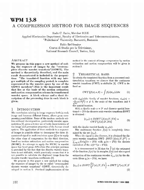A Compression Method For Image Sequences Ieee Conference Publication