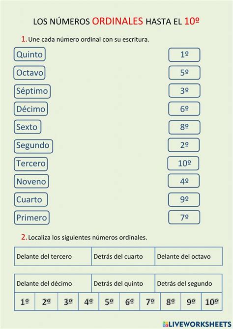Los Números Ordinales Hasta El 10 Numeros Ordinales Hasta El 20