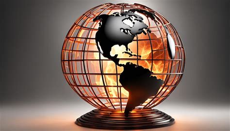 3d Render Of A Wireframe Globe On Fiery Premium Ai Generated Image