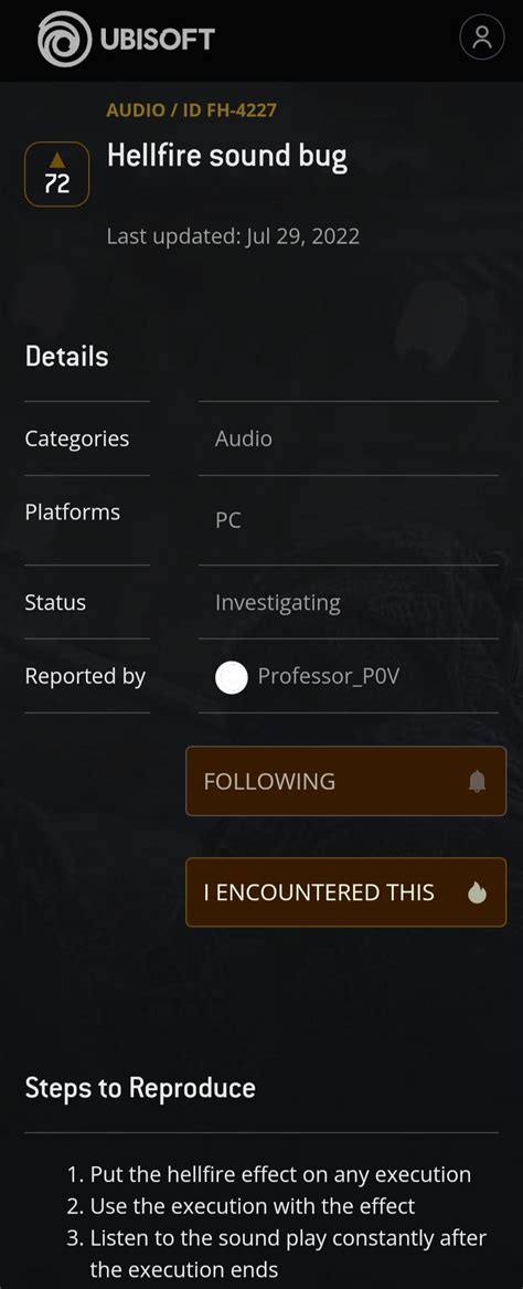Hellfire Effect Audio Bug R Forhonor