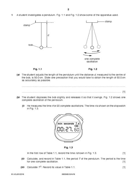 Practical V2 Qp Paper 6 Cie Physics Igcse Pdf Pendulum