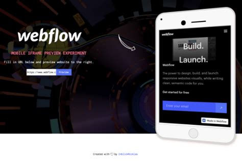 mobile iframe preview experiment webflow