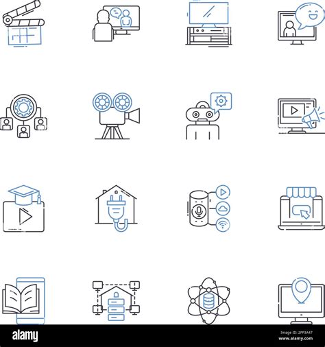 Information Conglomerate Line Icons Collection Consolidation