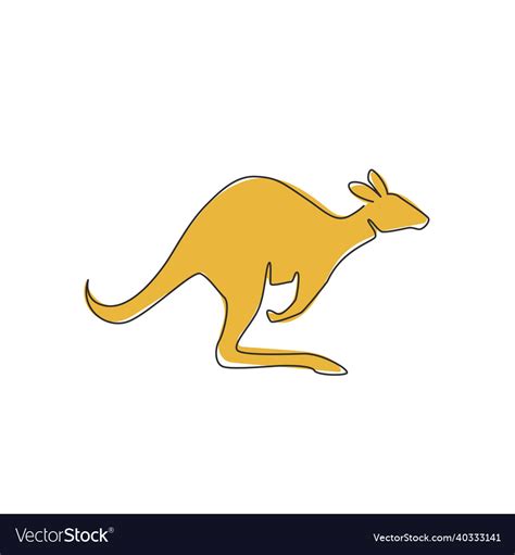 One Single Line Drawing Of Cute Standing Kangaroo Vector Image