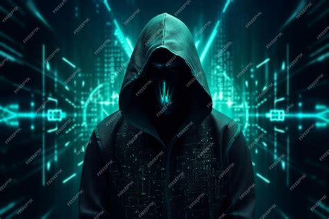 Premium Ai Image Computer Hacker Green Ascii Style On Black Background