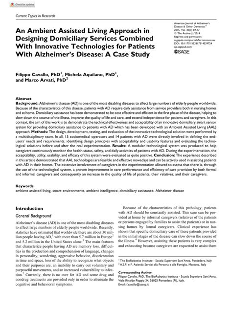 An Ambient Assisted Living Approach In Designing Domiciliary Services