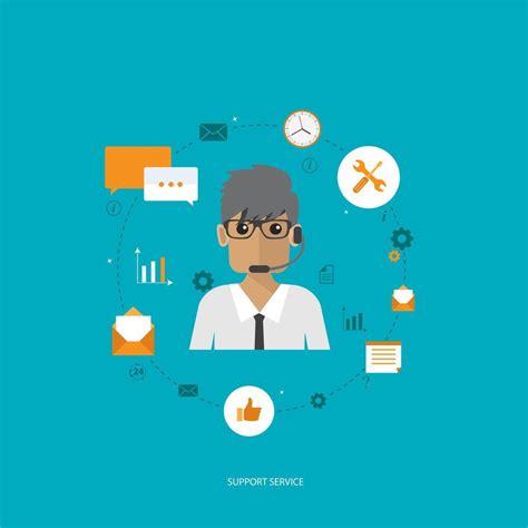 Support Service Concept Flat Design Illustration With Icons Technical