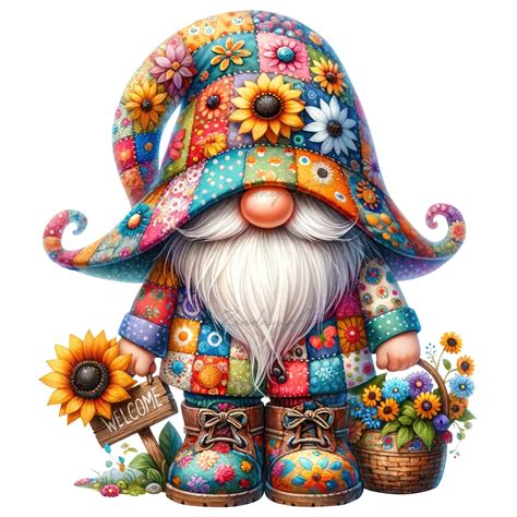Spring Gnomes Clipart Bundle Flowers Gnomes Png Cute Gnome Fantasy