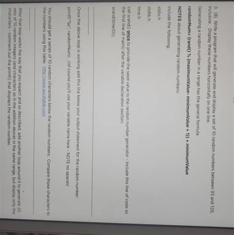 Solved 3 8 Write A Program That Will Generate And Display