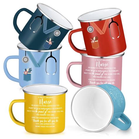 Hushee 6 Pcs Nurse Appreciation Ts Nurses Week Mug Bulk Motivational Cups Set 12oz Coffee