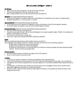 Grade Science Lab Report Instructions And Marking Scheme TPT