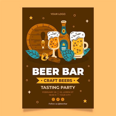 Conception De Modèle De Bar à Bière Dessiné à La Main Vecteur Gratuite