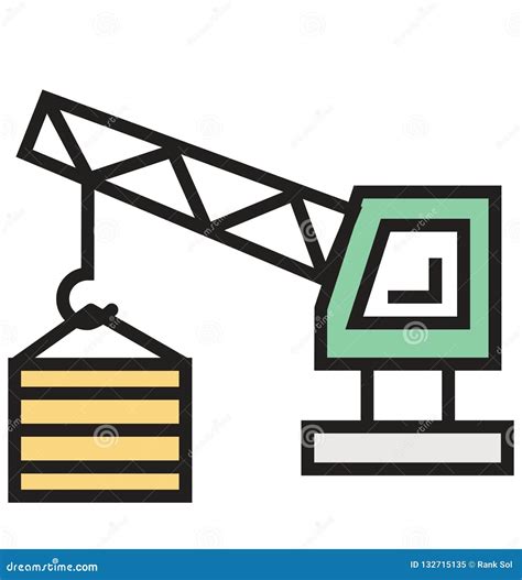 Crane Outline And Filled Isolated Vector Icon That Can Be Easily Edited