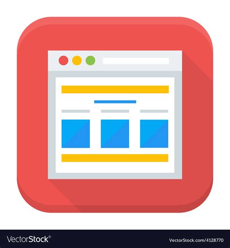 Webpage App Icon With Long Shadow Royalty Free Vector Image