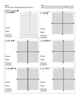 Graphing Exponential Functions Worksheet And Answer Key A5 8b TPT