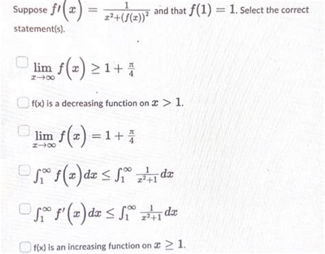 Solved Suppose f x statement s 1 x² f x ² lim 2 1 4 Chegg com