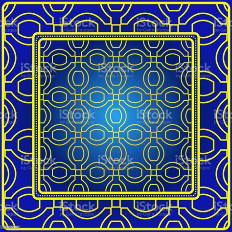 기하학적 인 컬러풀 패턴으로 장식 대 한 직물 Papper 실크 목 스카프 스카프 디자인에 인쇄 벡터 일러스트입니다 노란색 파란색 0명에 대한 스톡 벡터 아트 및 기타