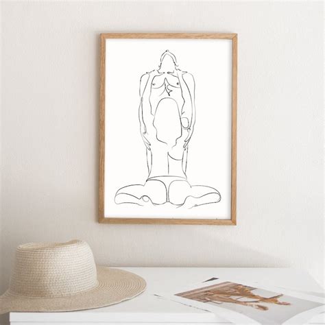 Nude Single Line Art Erotic One Line Art Naked Sexy Drawing Erotic Wall